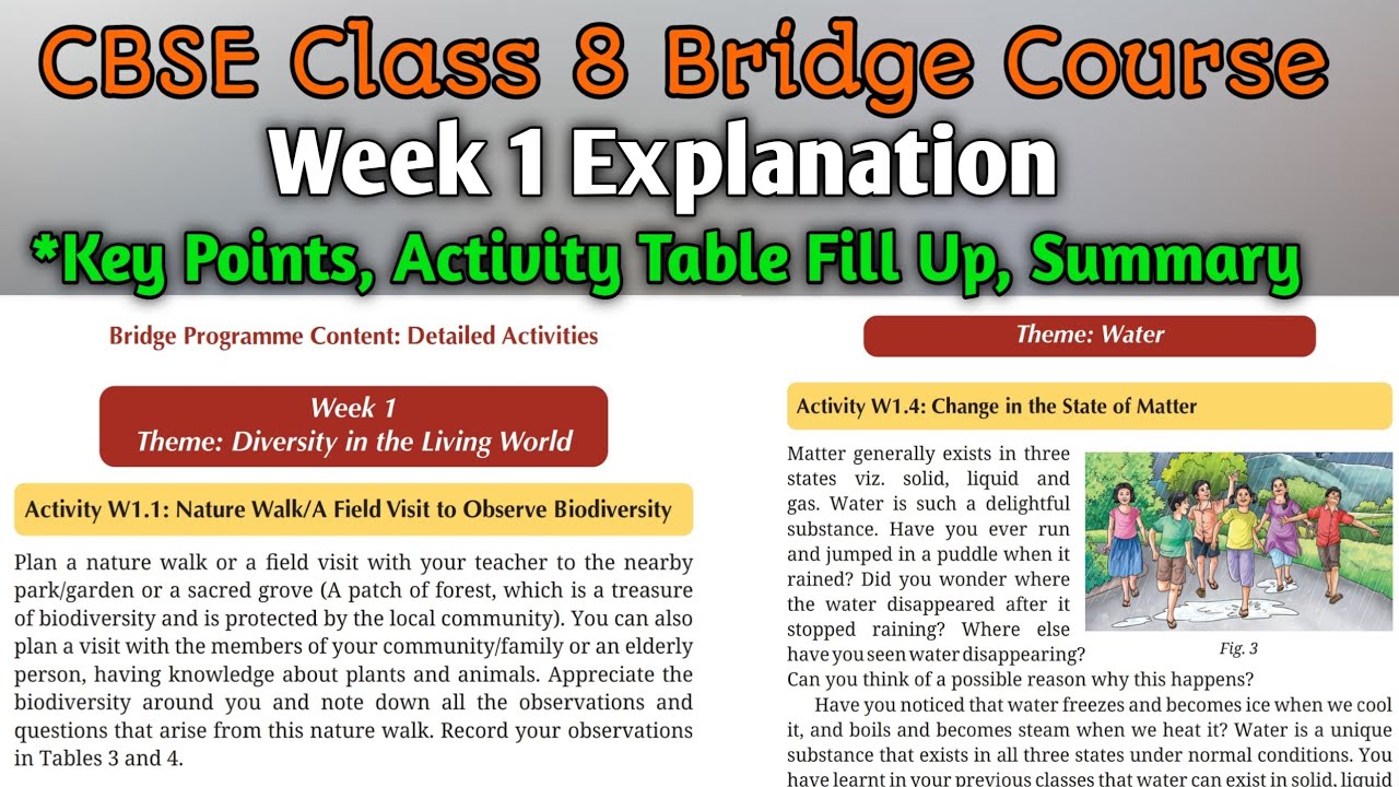 CBSE Class 8 Science WEEK 1 Bridge Course | Full Explanation in Hindi ...