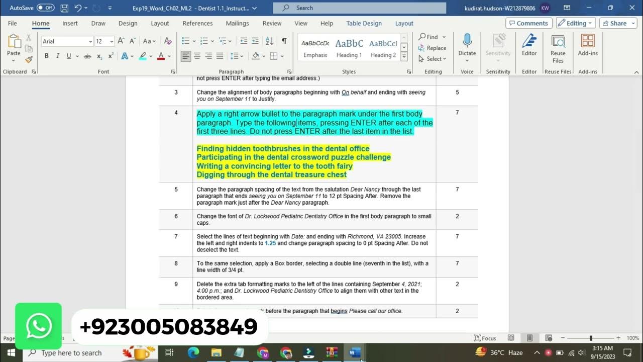 Exp19_Word_Ch02_ML2 - Dentist 1.1 | Exp19_Word_Ch02_ML2 | Word Chapter 2 Mid-Level 2 - Dentistry ...