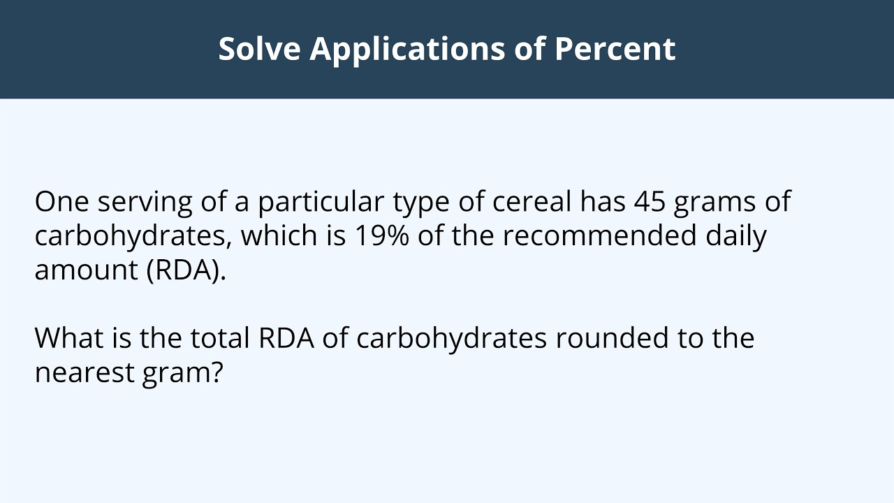 Solve Applications of Percent - 2 - YouTube