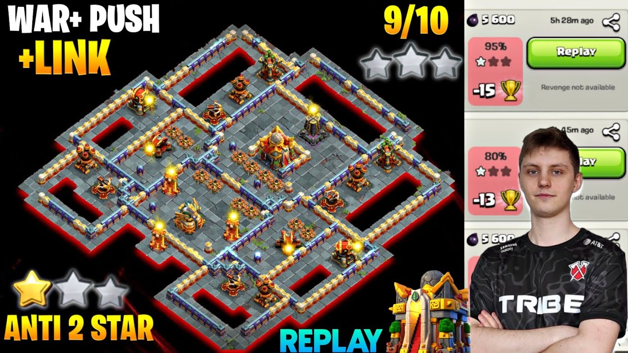 *LEGEND PUSH BASE* TH16 WITH 6 *REPLAYS* ! ANTI 2 STAR BASE! TH16 BEST ...