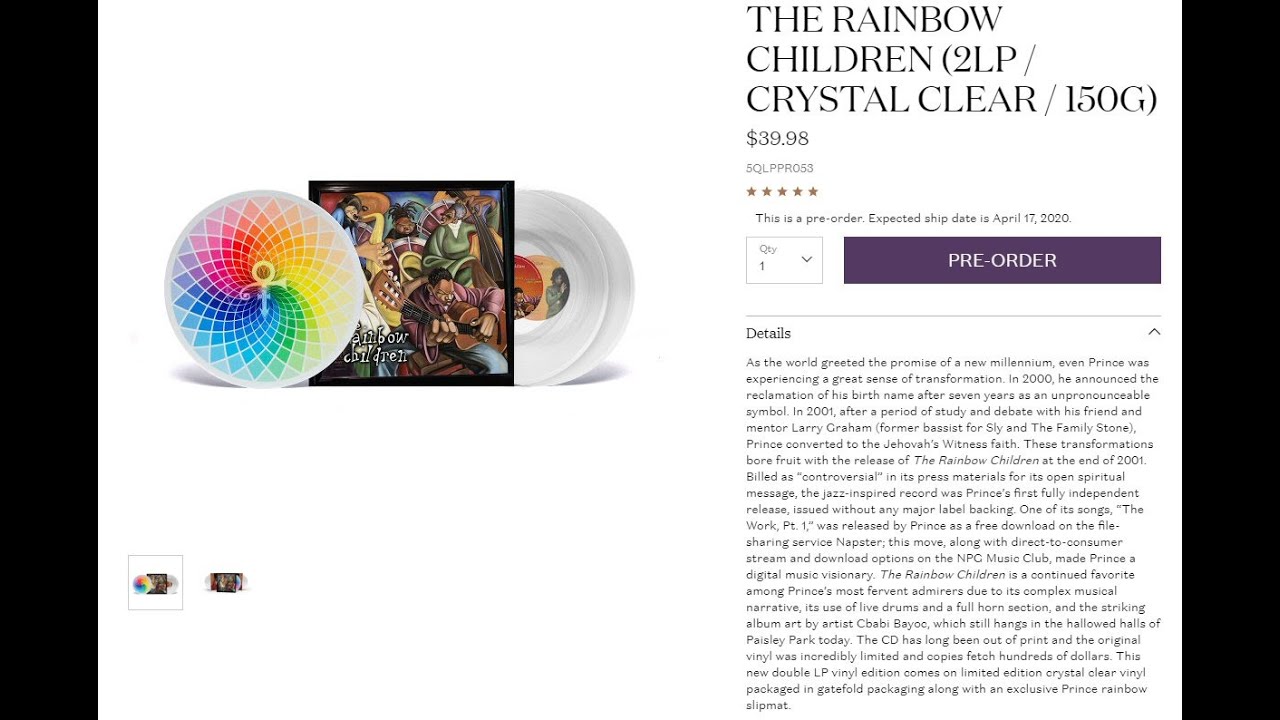 The Rainbow Children (Double Crystal Clear Vinyl & CD) - YouTube