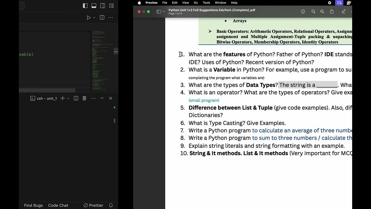 Unit 1 Python Suggestion Solved By EduTech | CST | 3rd Sem - YouTube