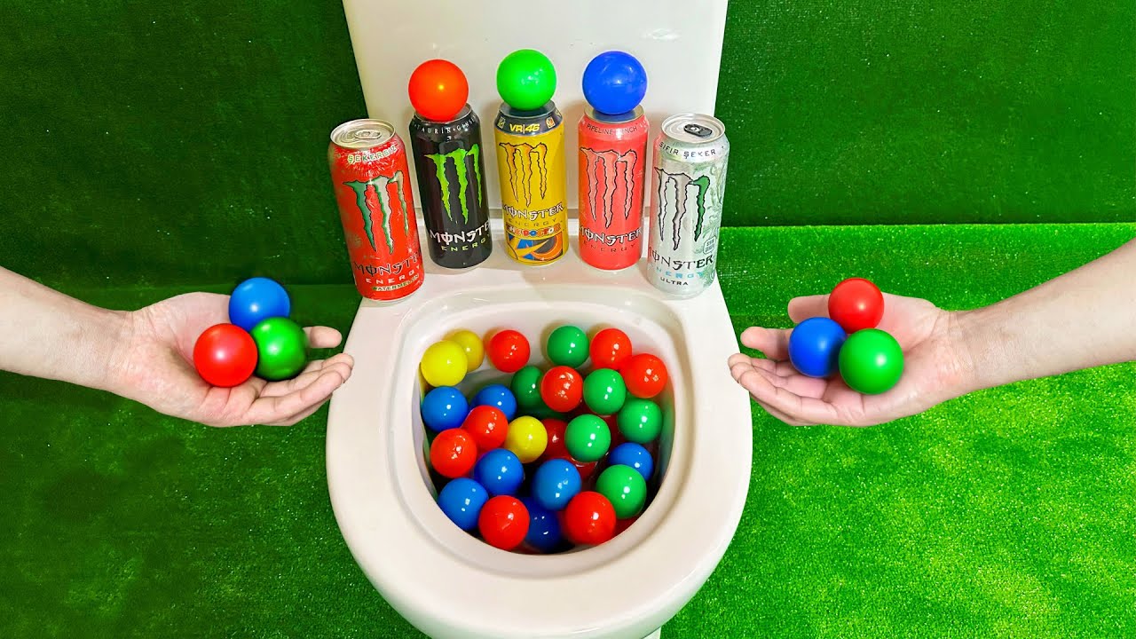 Colorful Mini Balls VS Popular Sodas !! All Monster and Colorful Mini ...