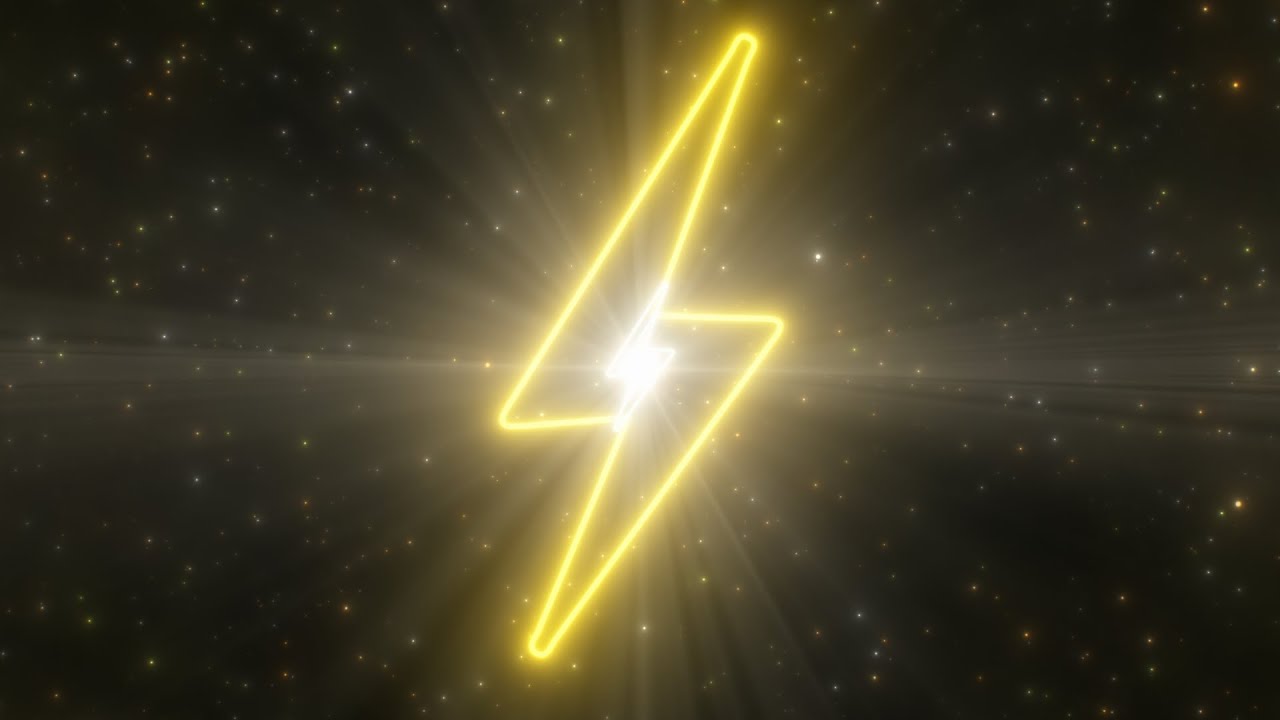 Lightning Bolt Strike Symbol Shape Outline Glowing Neon Lights Tunnel ...