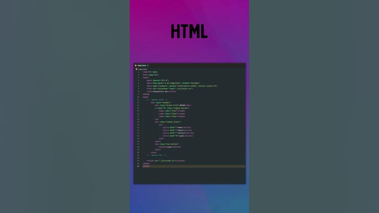 Creating A Responsive Navbar Html Css Js Youtube