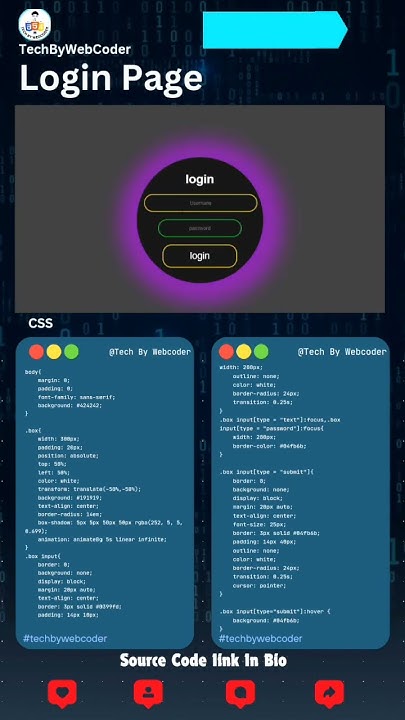 Login Page Using Html Css And Javascript Source Code Link In Description Techbywebcoder