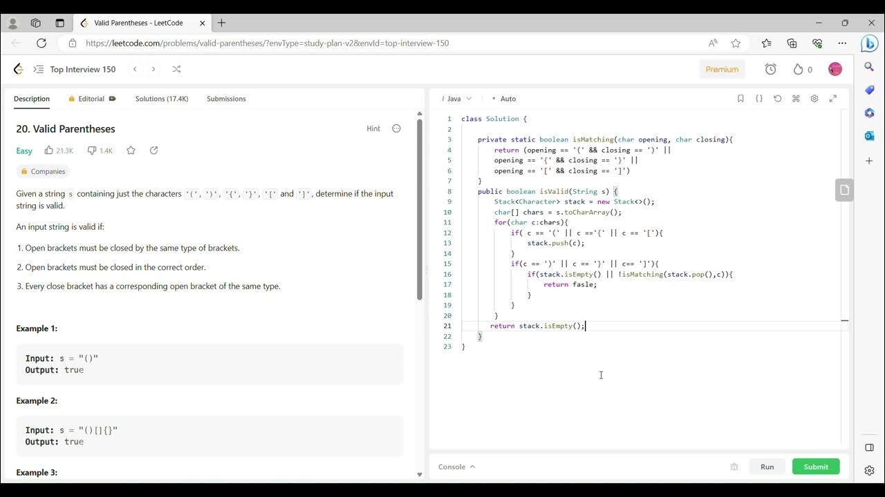 Valid Parentheses || LeetCode || Stacks Series || Interview and Placement Question - YouTube