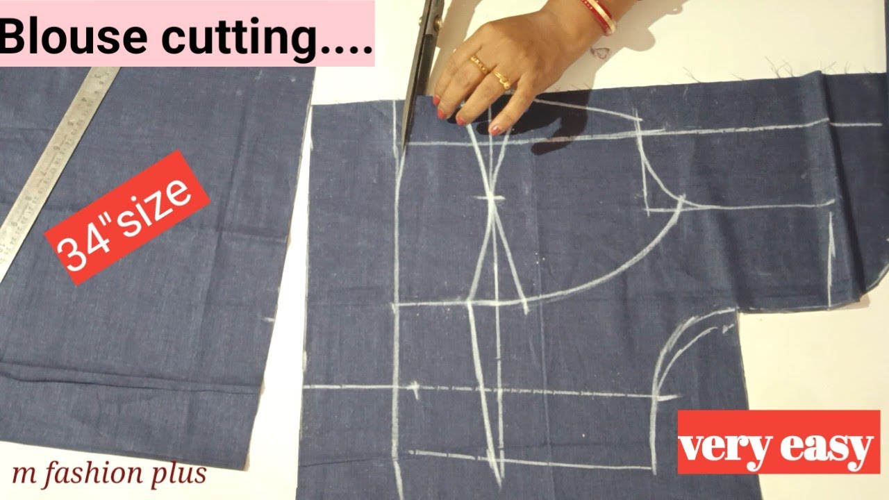 34"size double katori blouse cutting method very easy //blouse cutting ...