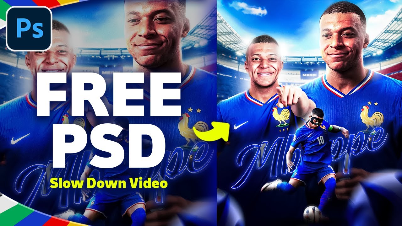 Photoshop Tutorial - Football Poster Design - Kylian Mbappe - Slow Down ...