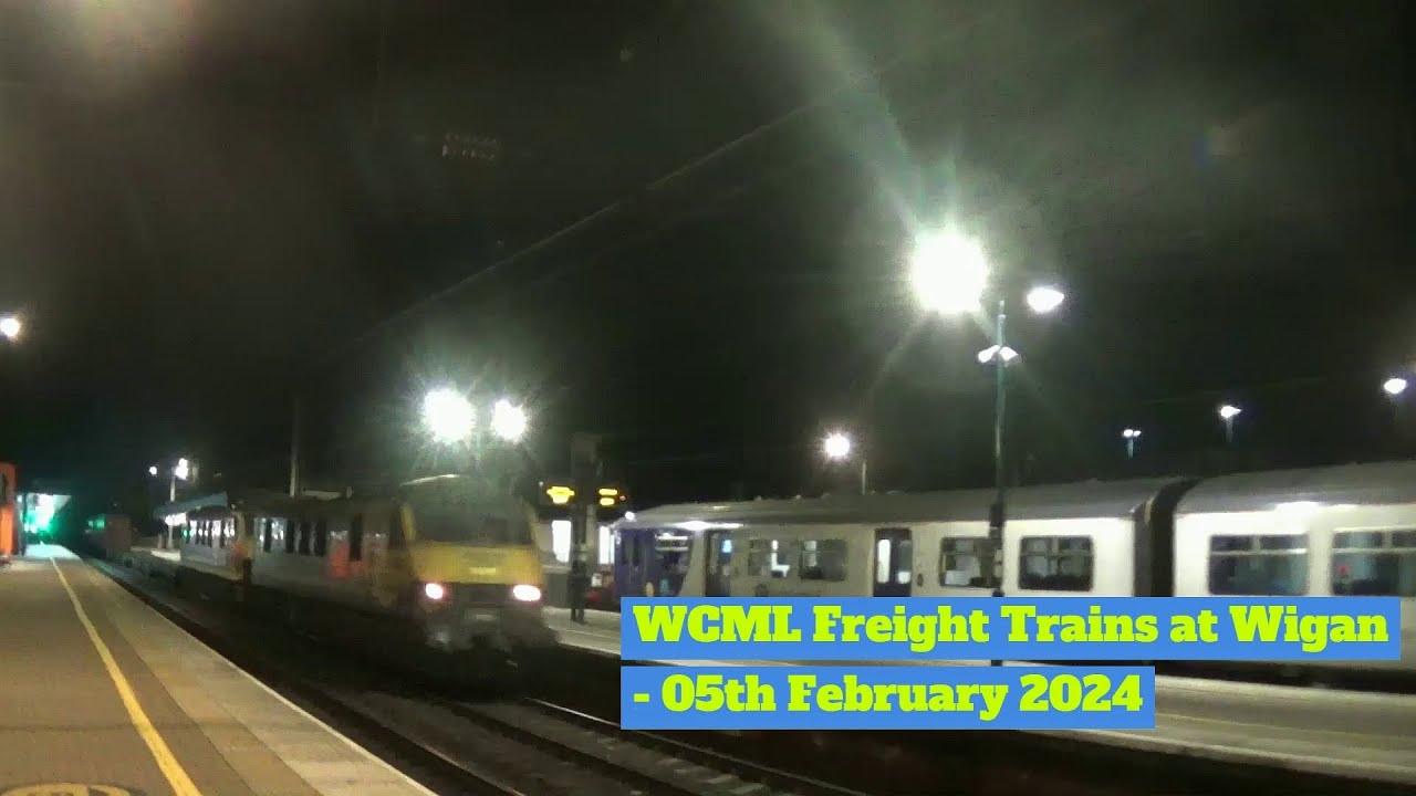 WCML Freight Trains at Wigan - 05th February 2024 - YouTube