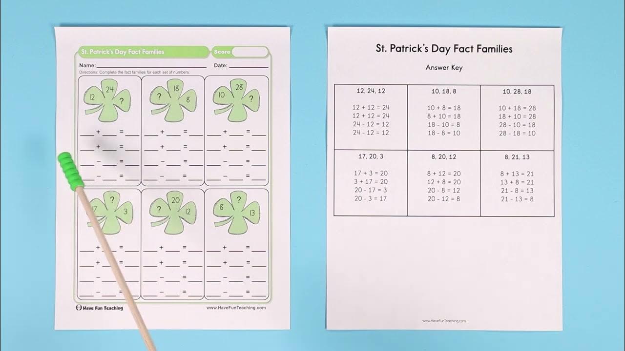 St. Patrick's Day Fact Families Worksheet - YouTube