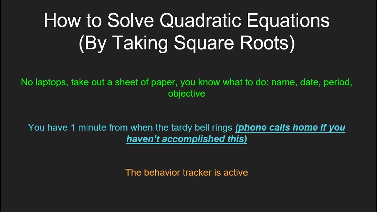 Solving Quadratics Using The Square Root Method - YouTube