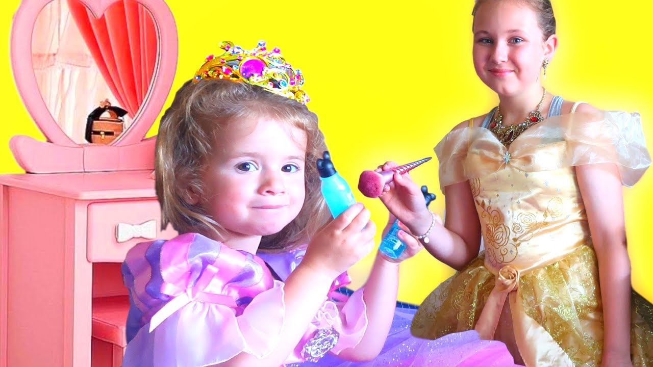 Ruby & Bonnie PRINCESS Dresses and MAKE-UP Routine Pretend Play - YouTube