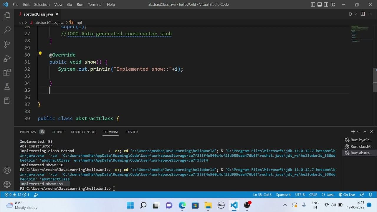 Abstract Classes and how they are implemented by implementing classes - YouTube
