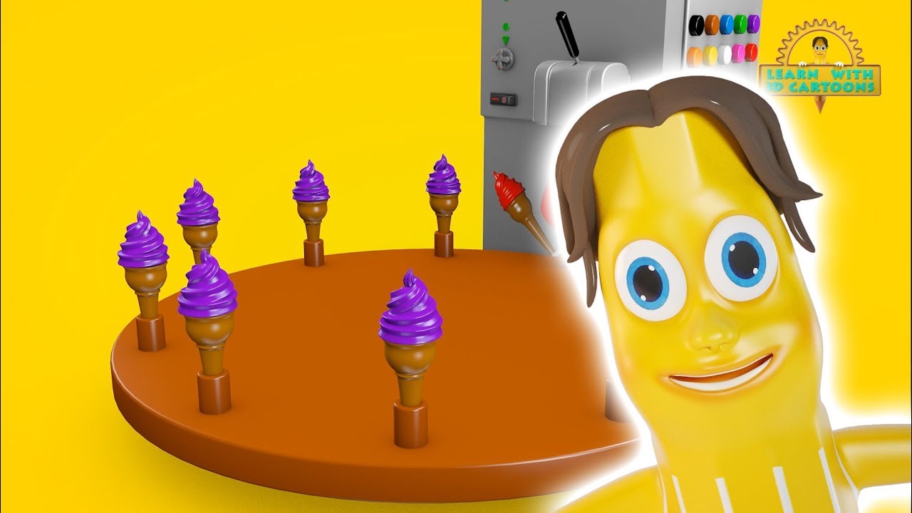 Learn Colors with Ice Cream Machine !! 3D English Cartoons for Kids ...