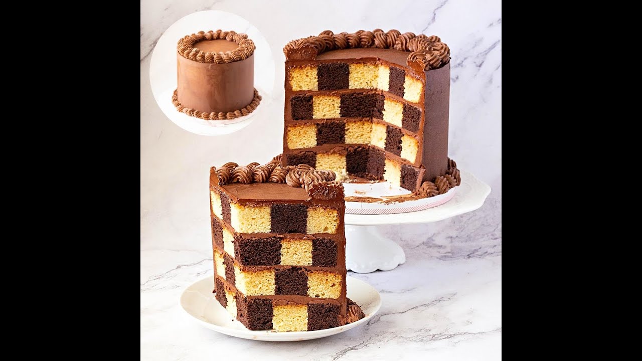 Checkerboard Cake Recipe - Black and White Cake - YouTube