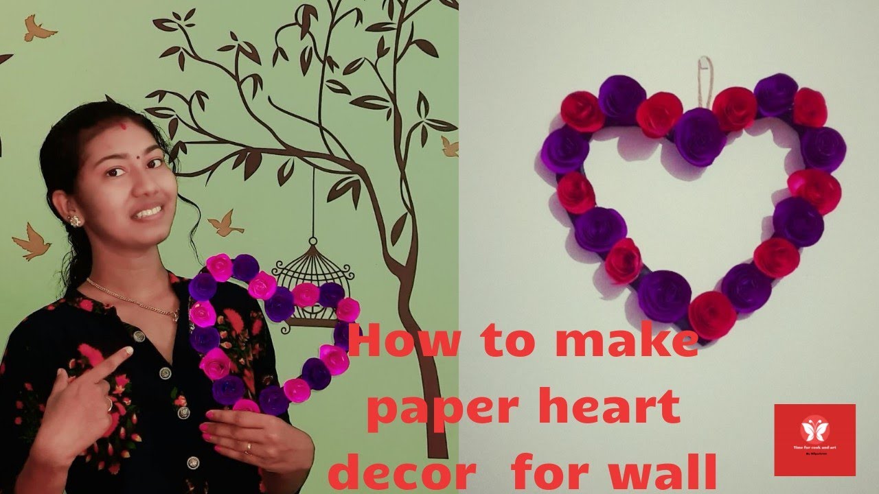 How to make paper heart for wall decor/easy craft work/ paper craft ...