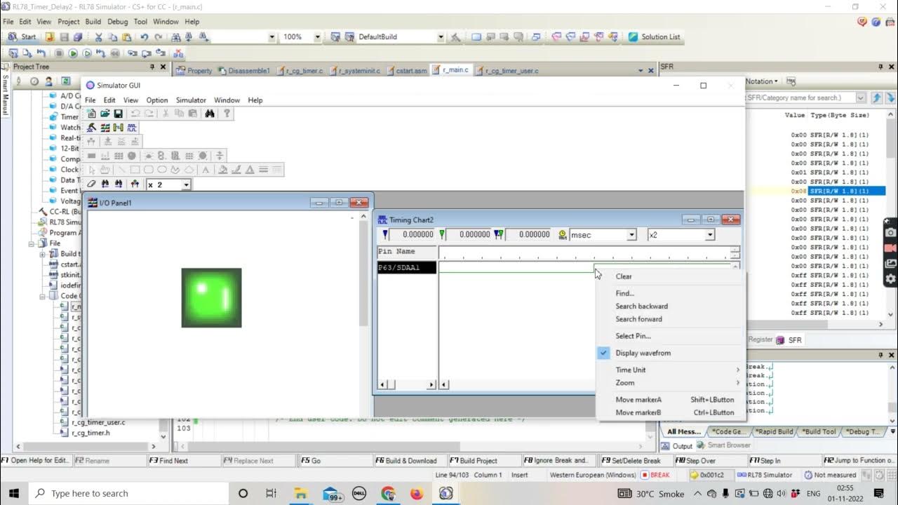 RL78 Microcontroller Cubesuite+ Programming Tutorial Delay Function usingTimer Array Unit Video7 ...