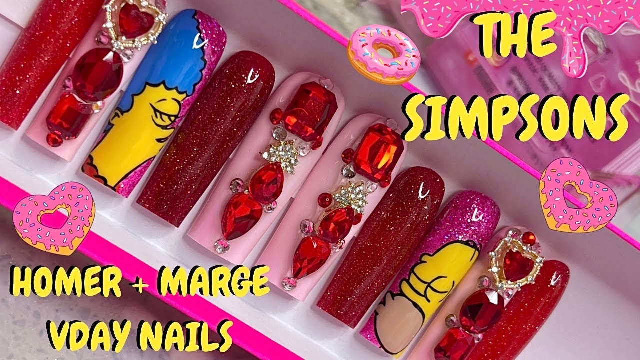 THE SIMPSONS NAIL TUTORIAL 💝 BEGINNER FRIENDLY | HOW TO PAINT CHARACTER ...