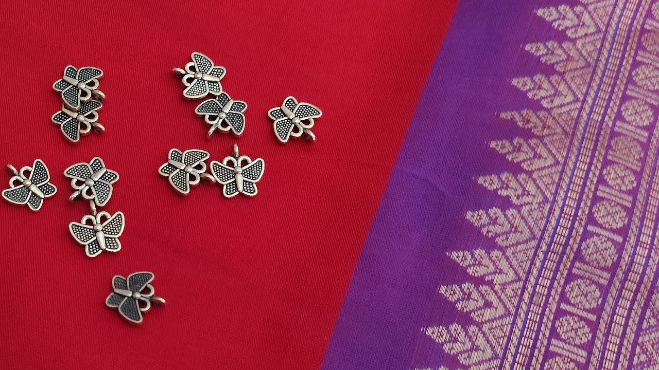 Saree kuchu tassels design using antique butterflies || without tassels ...