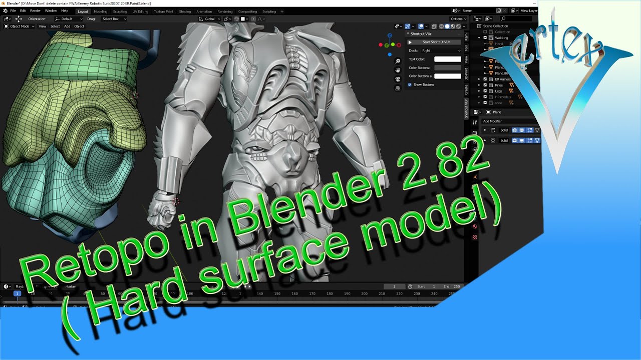 Retopo in Blender hard surface hand model - YouTube