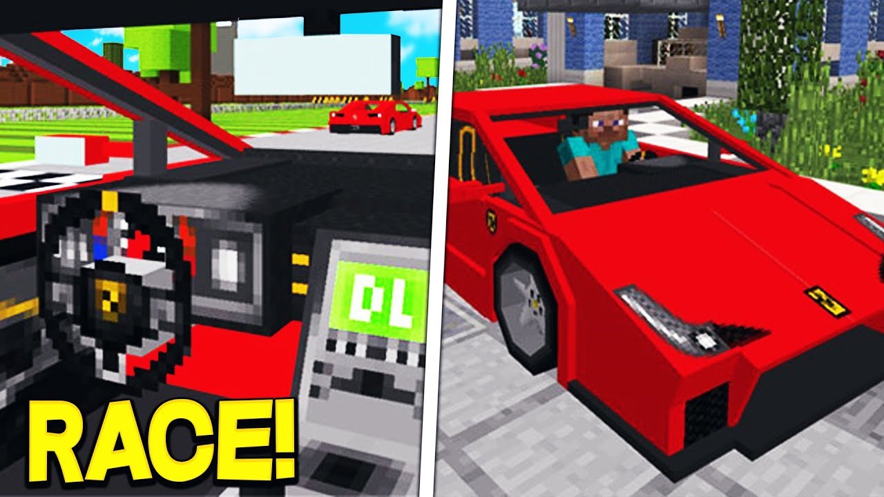 RACING FERRARI'S IN MINECRAFT POCKET EDITION! - YouTube