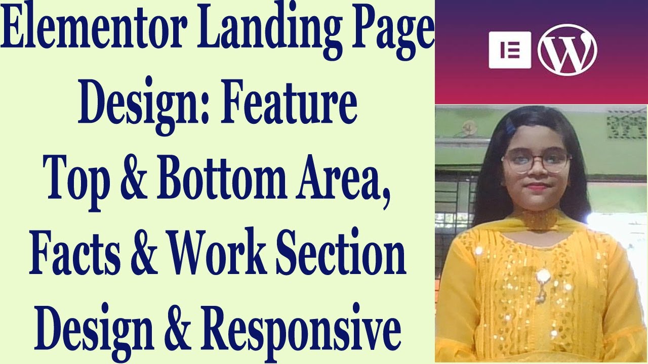 Elementor Landing Page Design: Feature Top & Bottom Area, Facts & Work ...
