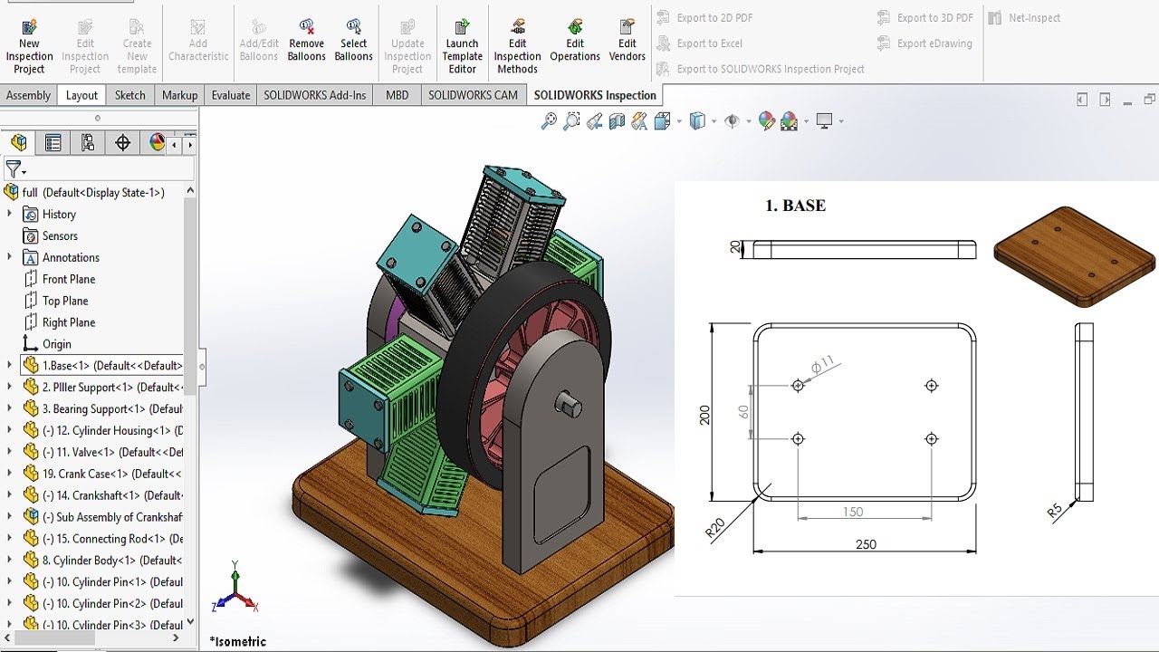 Designing a Six Cylinder Radial Engine in SolidWorks | Step-by-Step ...