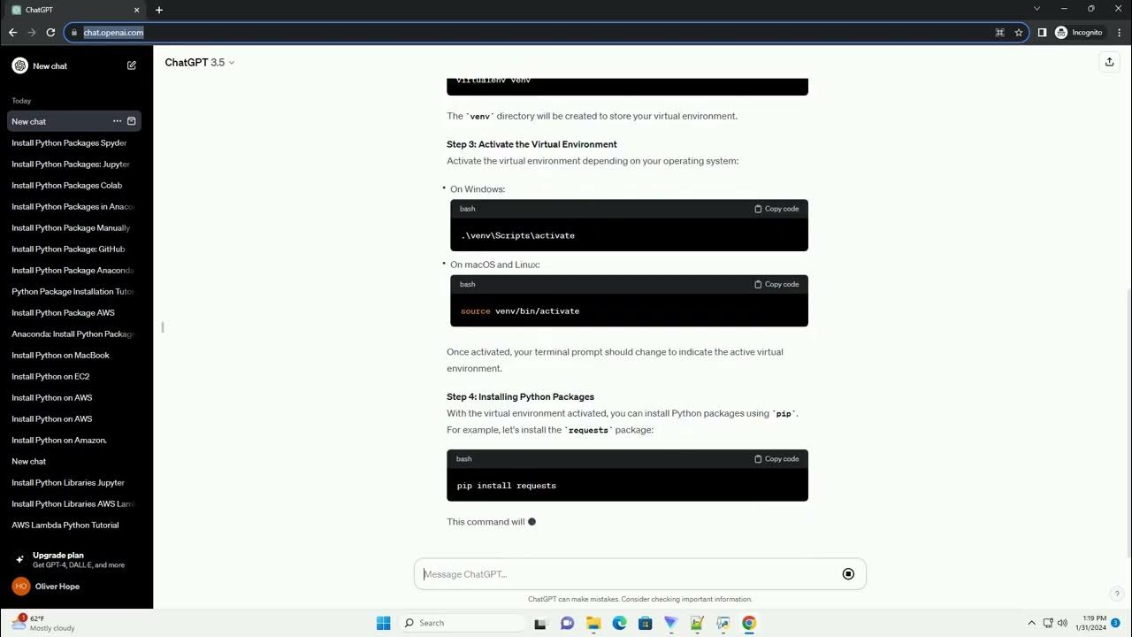 install python package in virtual environment - YouTube