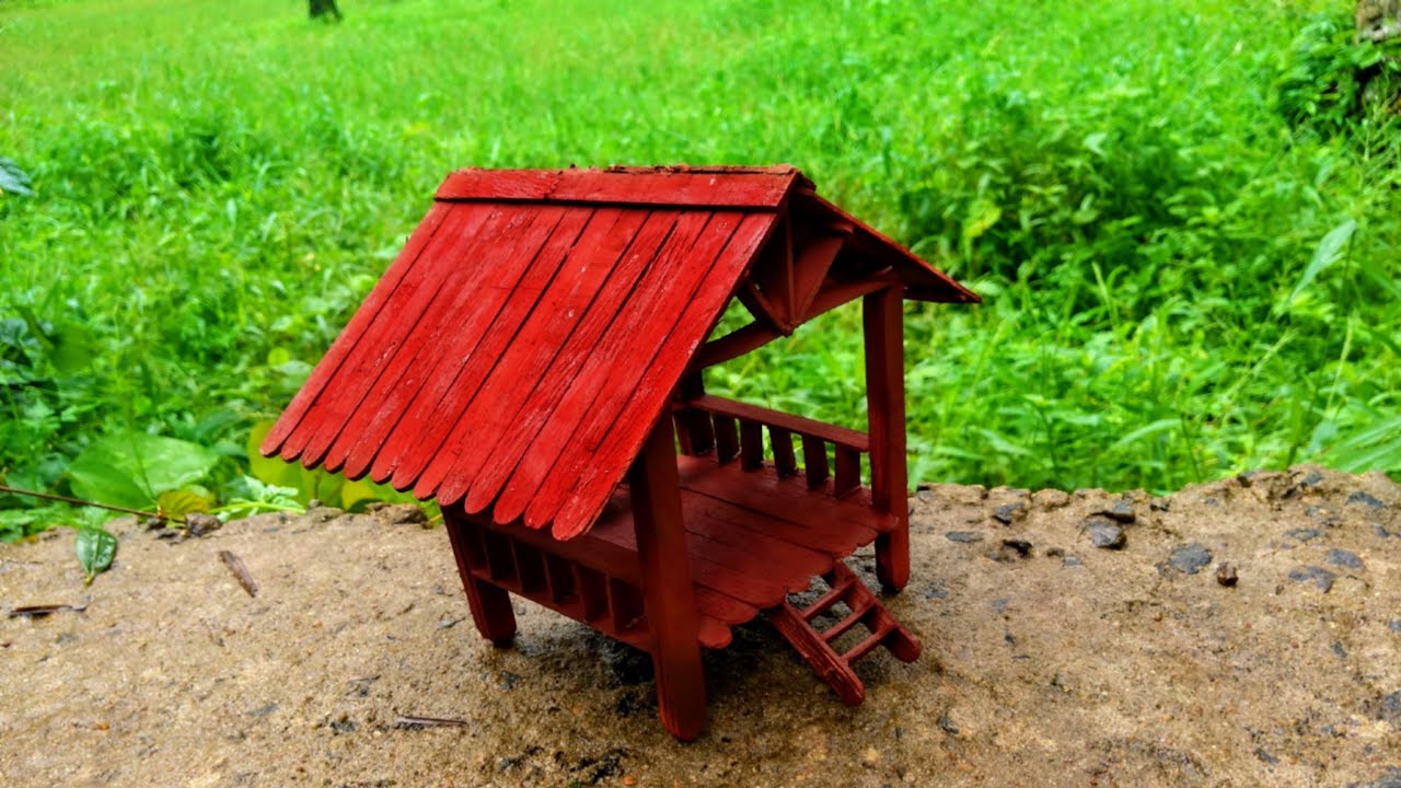 ICE STICK CRAFT WORK | ICECREAM STICK HOUSE | CRAFT | WALL DECOR | EASY ...