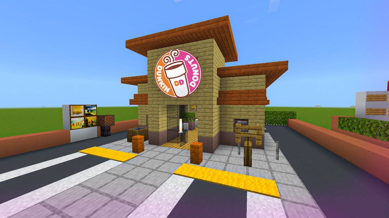 بناء 👷🏼‍♂️محل دانكن دونات 🍩👌🏼| مع التأثيث الكامل🔥🔴| ماين كرافت ...