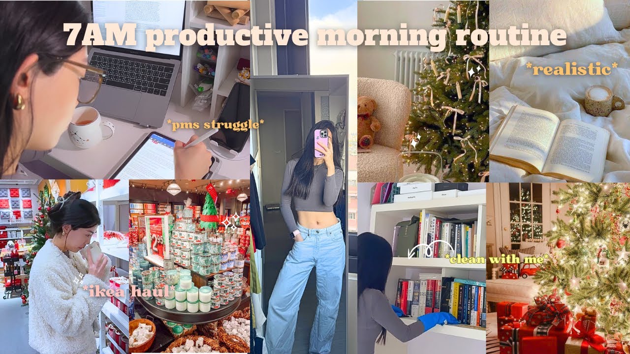 7AM productive morning routine 🍵 dealing with pms, clean with me ...