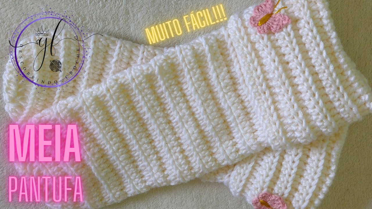 Meia Pantufa muito fácil e linda!!!! (Sock slipper very easy and ...