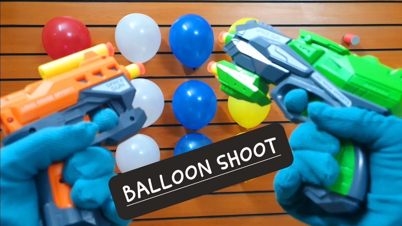 Indoor ballooon game shooting and learn color for kids - YouTube