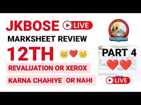JKbose Marksheet Review Class 12th Revaluation or Xerox | Apply Karna ...