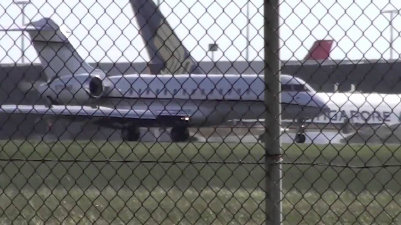 N704MF Private Jet landing Melbourne Airport 24OCT10 Bombardier BD-700 ...