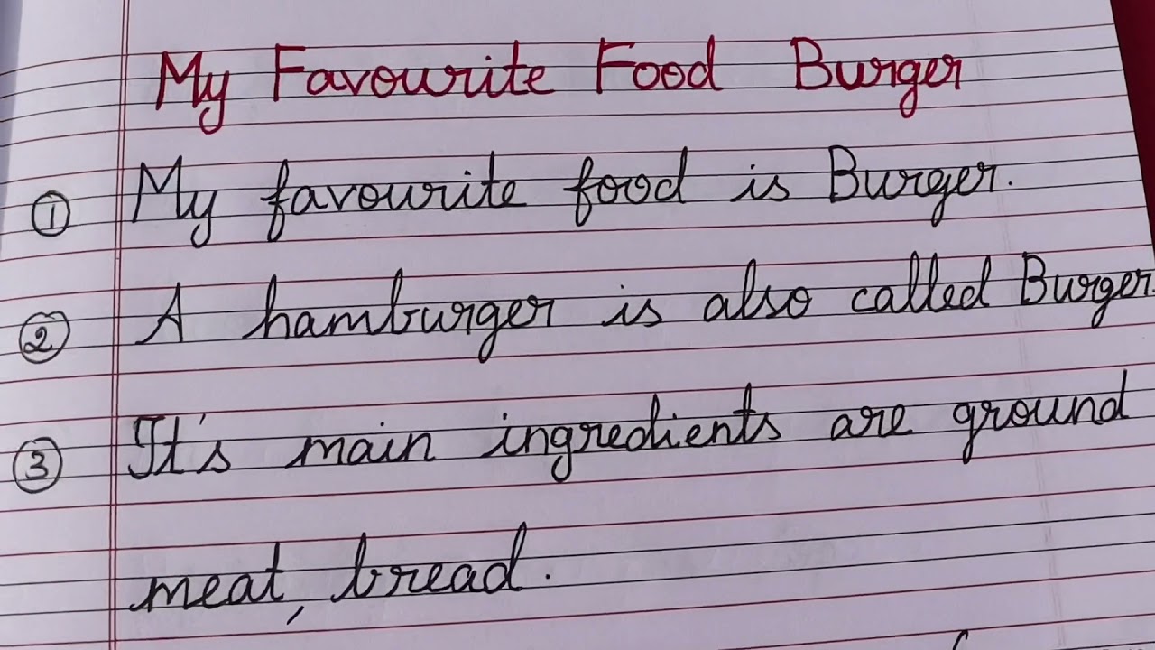 10 LINES ABOUT MY FAVOURITE FOOD BURGER 🍔 || ESSAY ABOUT MY FAVOURITE ...