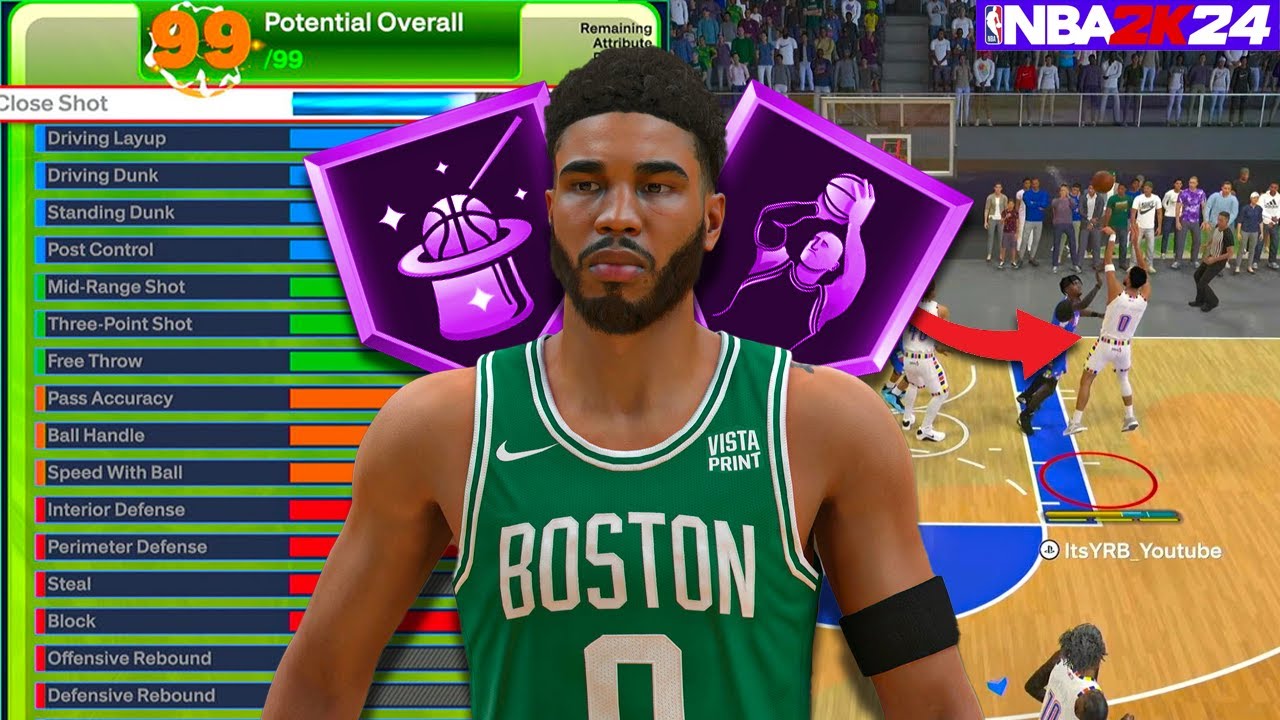 NBA 2K24 6’8 JAYSON TATUM BUILD - 92 MID + HOF MIDDY MAGICIAN + HOF ...