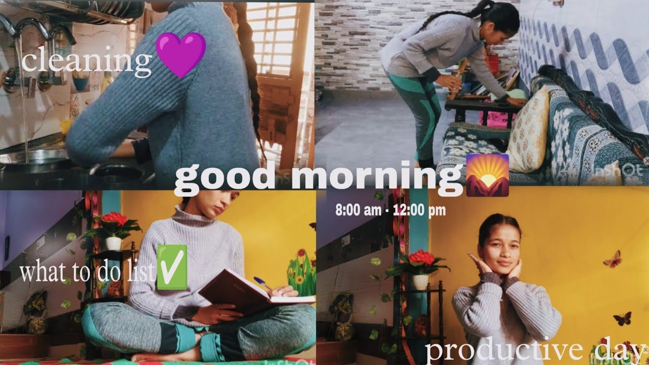 Morning Routine 8am-12pm🌄| productive day, cleaning, what to do list # ...