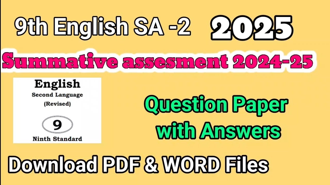 9th English SA 2 question paper with answers 2025. Annual exam 2025 ...