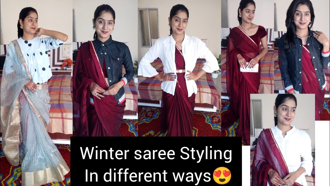 Winter Saree Styling Part-2💫How To Wear Saree In Winter🥰#sareedrapping ...