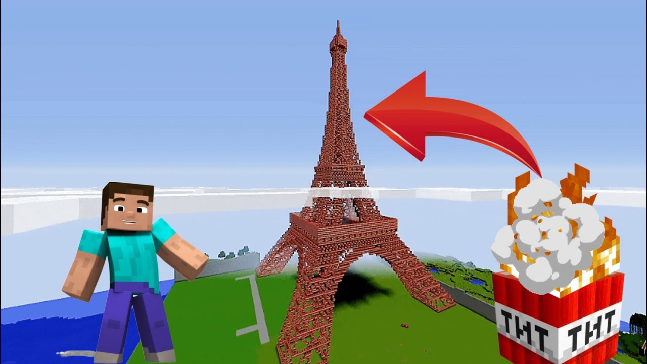 Minecraft TNT Eiffel Tower 🗼| TNT Tower blast | - YouTube