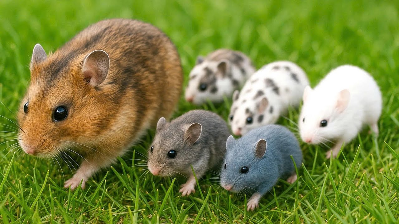 Cute Hamster Family on Grassy Prairie - Hamster Sounds - Hamster Videos ...