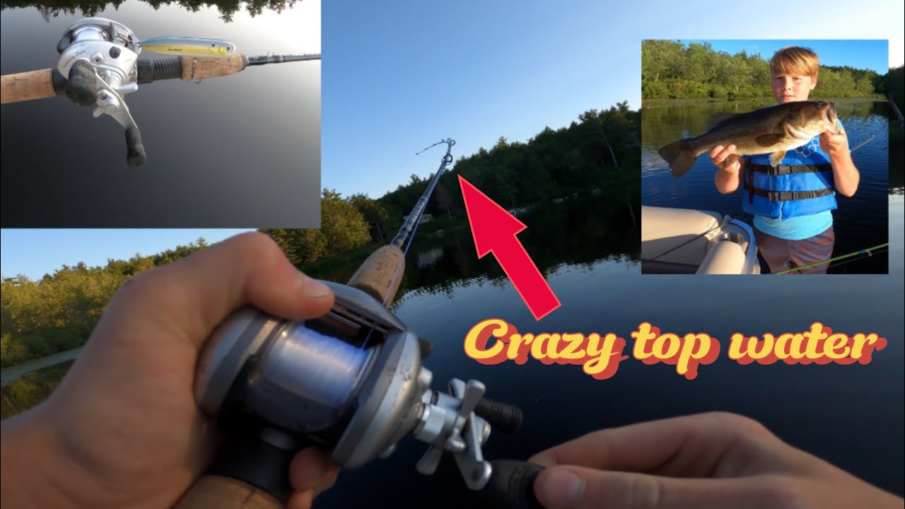 Crazy top water bass fishing (caught lots of bass) - YouTube