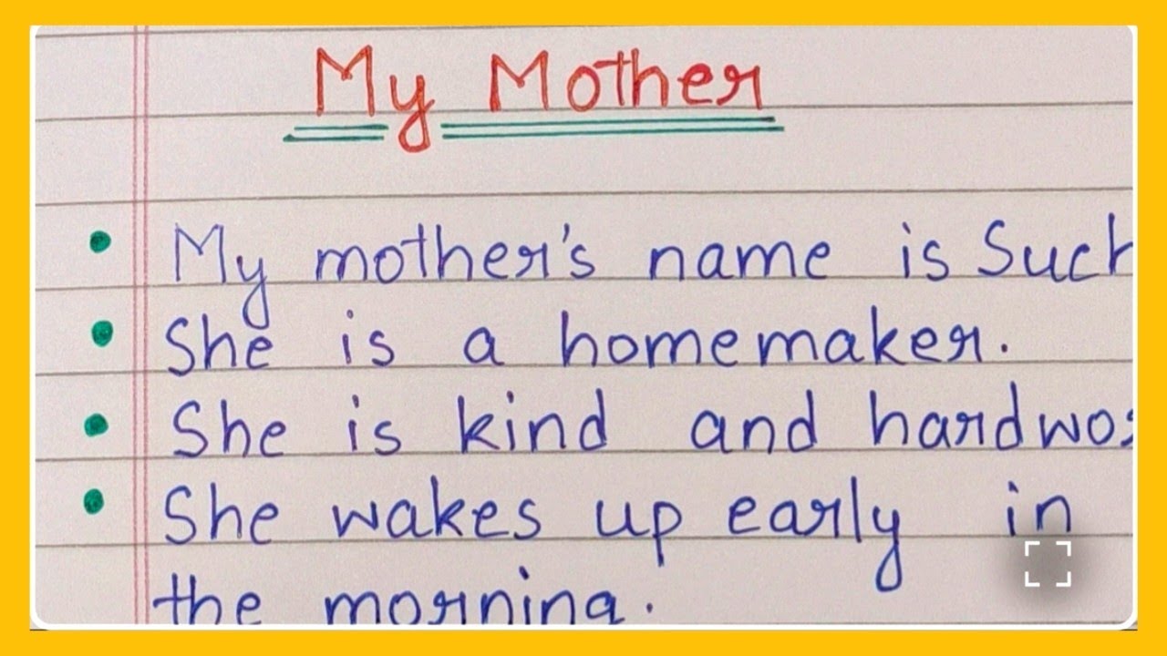 My Mother Essay Writing in English | 20 Simple Lines Essay on My Mother ...