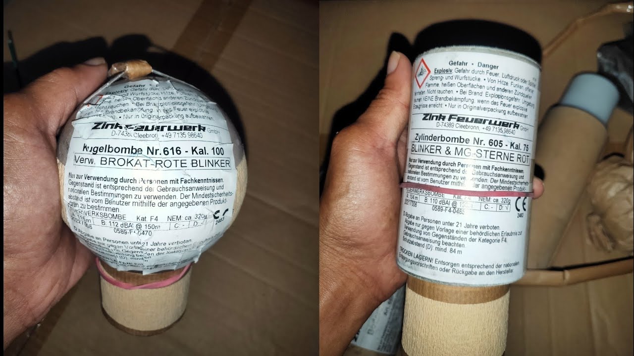 4' ball shell + 3' inch cylinder shell firework - YouTube