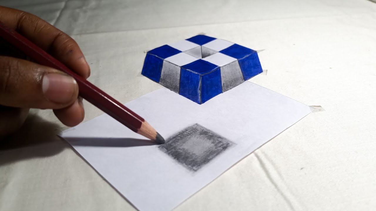 Easy 3d drawing cube on paper for beginners step by step - YouTube