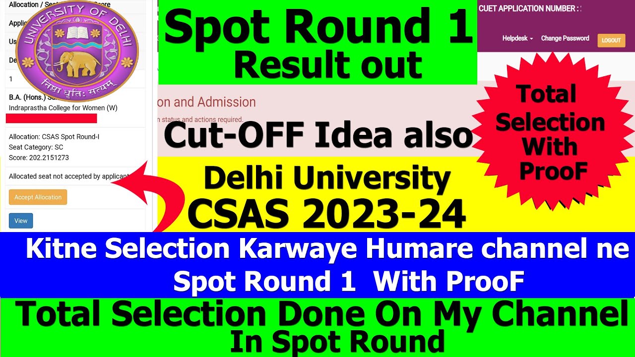 Spot Round 1 Results DU CSAS 2023 | Total Number of selections with ...