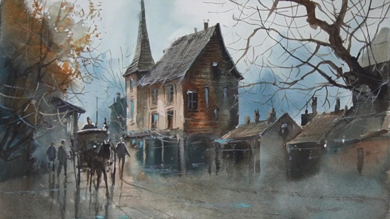 HOW TO PAINT: Village scene in watercolor. - YouTube