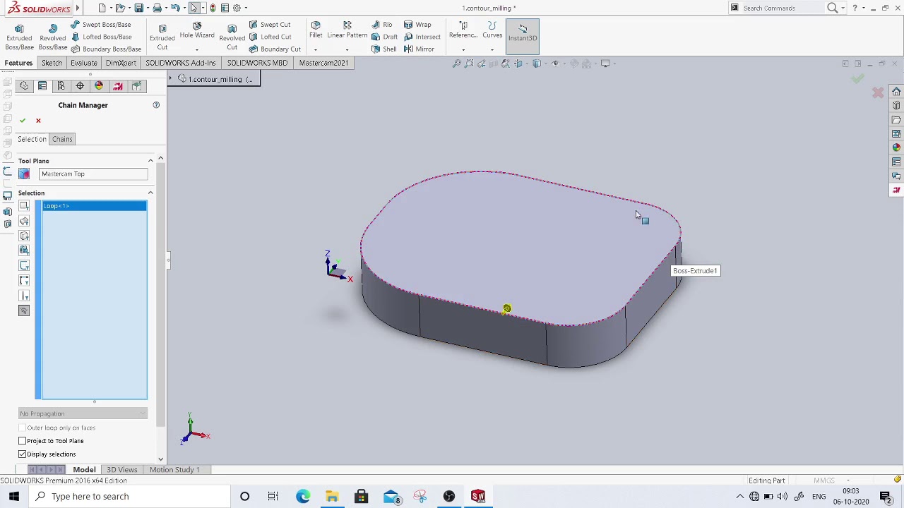 Contour Milling operation on MasterCAM for Solidworks - YouTube